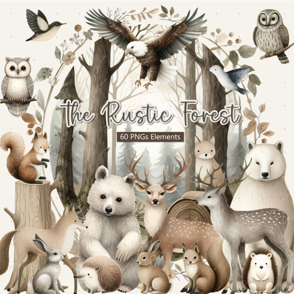 Enchanted Forest Digital Clipart Collection - Rustic Woodland PNG Elements - Art In Layer